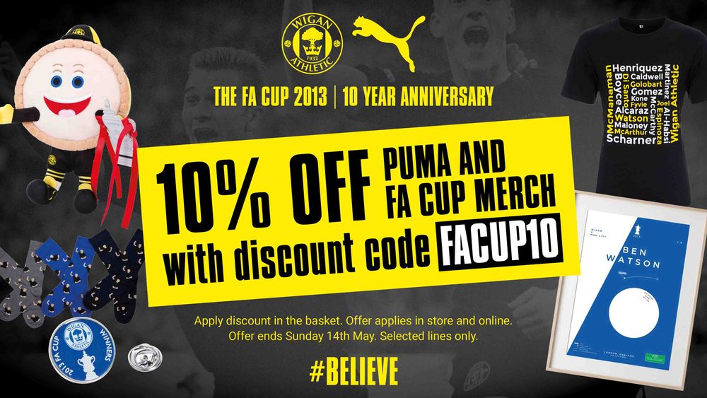 Wigan Athletic FC - Latics Store | FA Cup 10th Anniversary Range